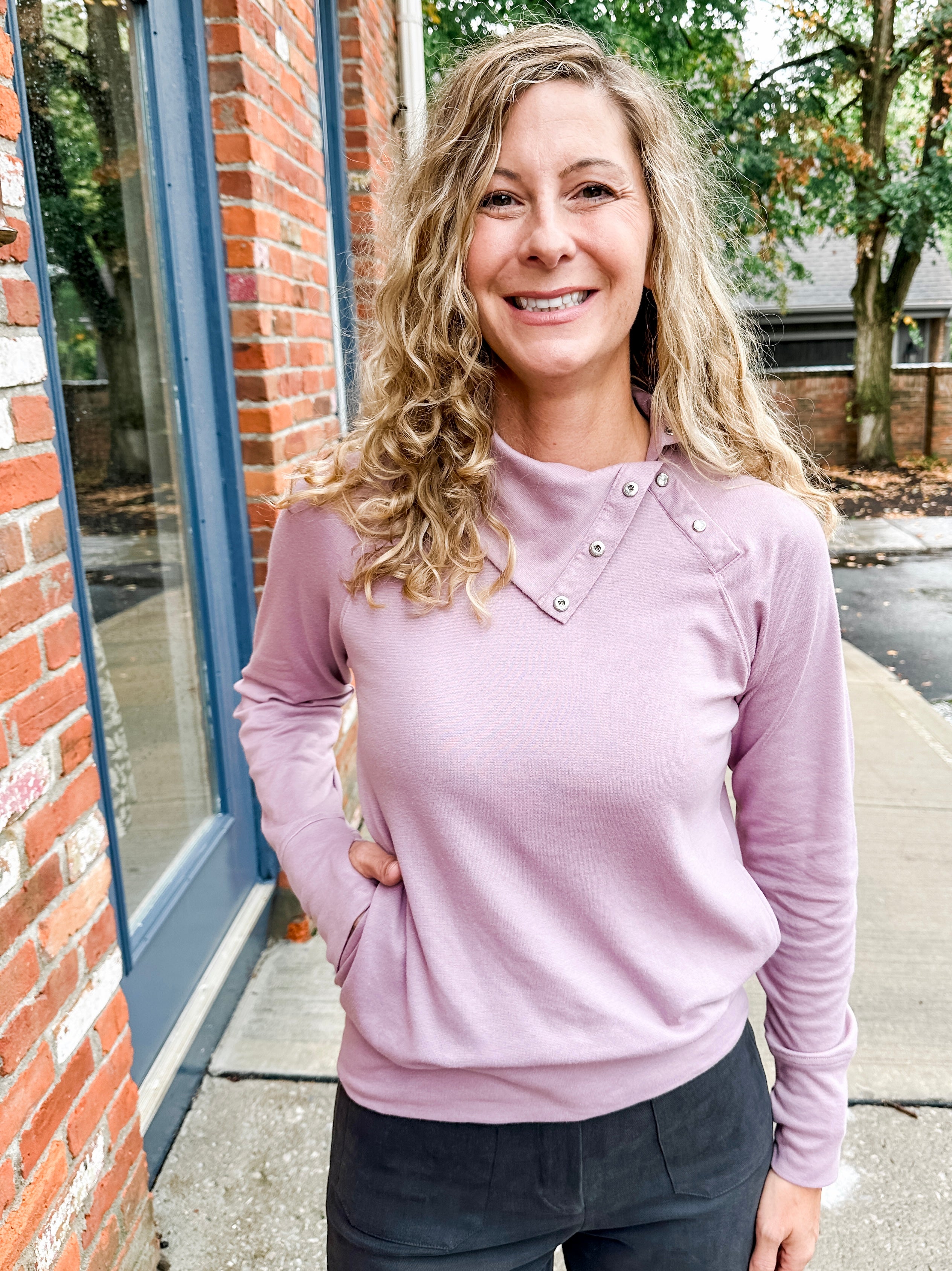 Fold Over Snap Mock Neck – Evolverie Clothing